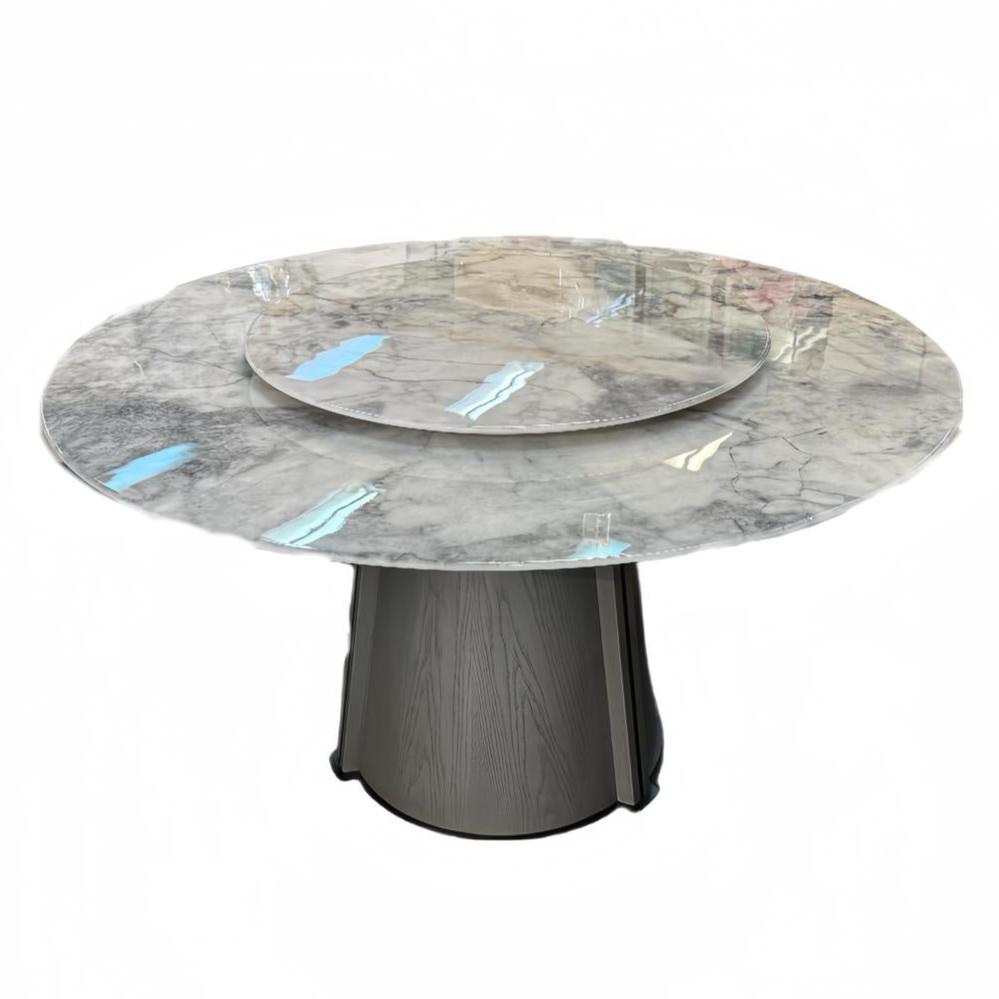 Harmon Round Dining Table with Lazy Susan – Hollywood Interiors
