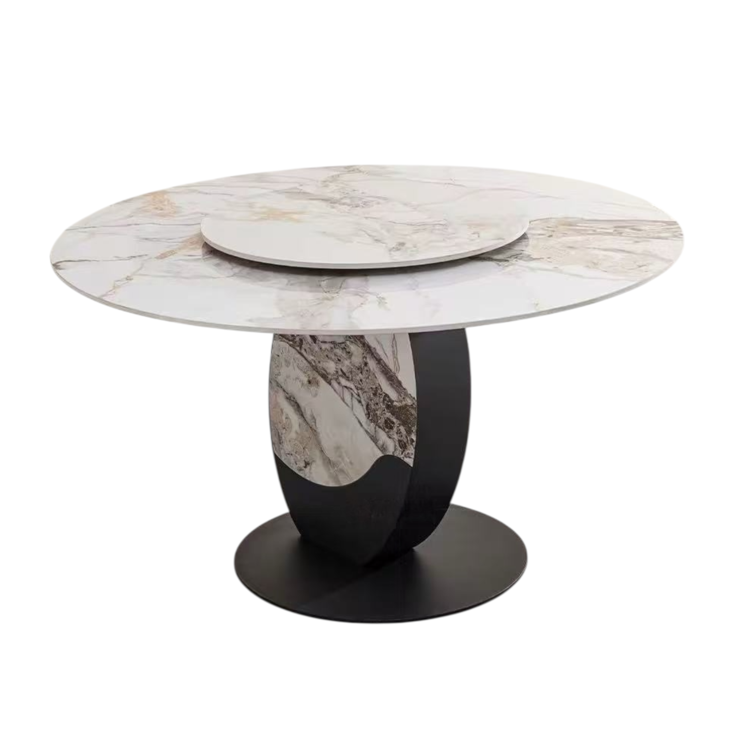 Viola Round Dining Table with Lazy Susan – Hollywood Interiors