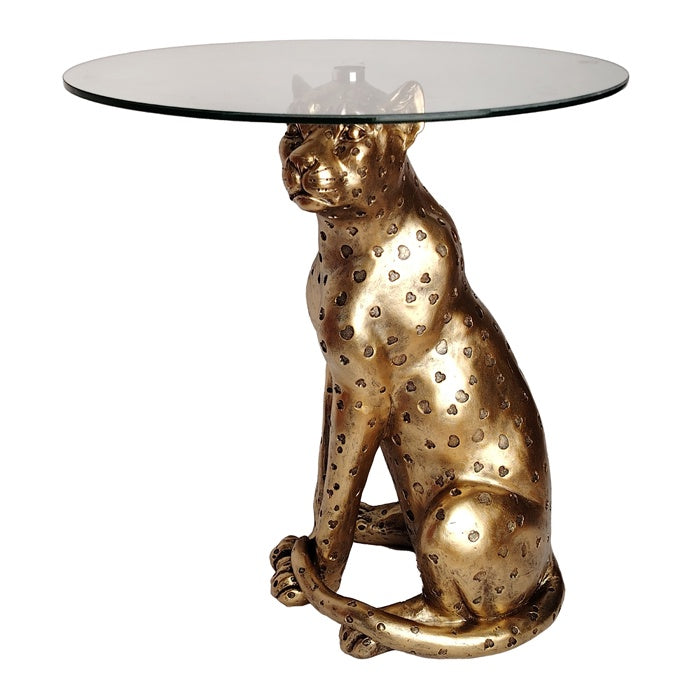 Lima Resin Gold Leopard Table – Hollywood Interiors