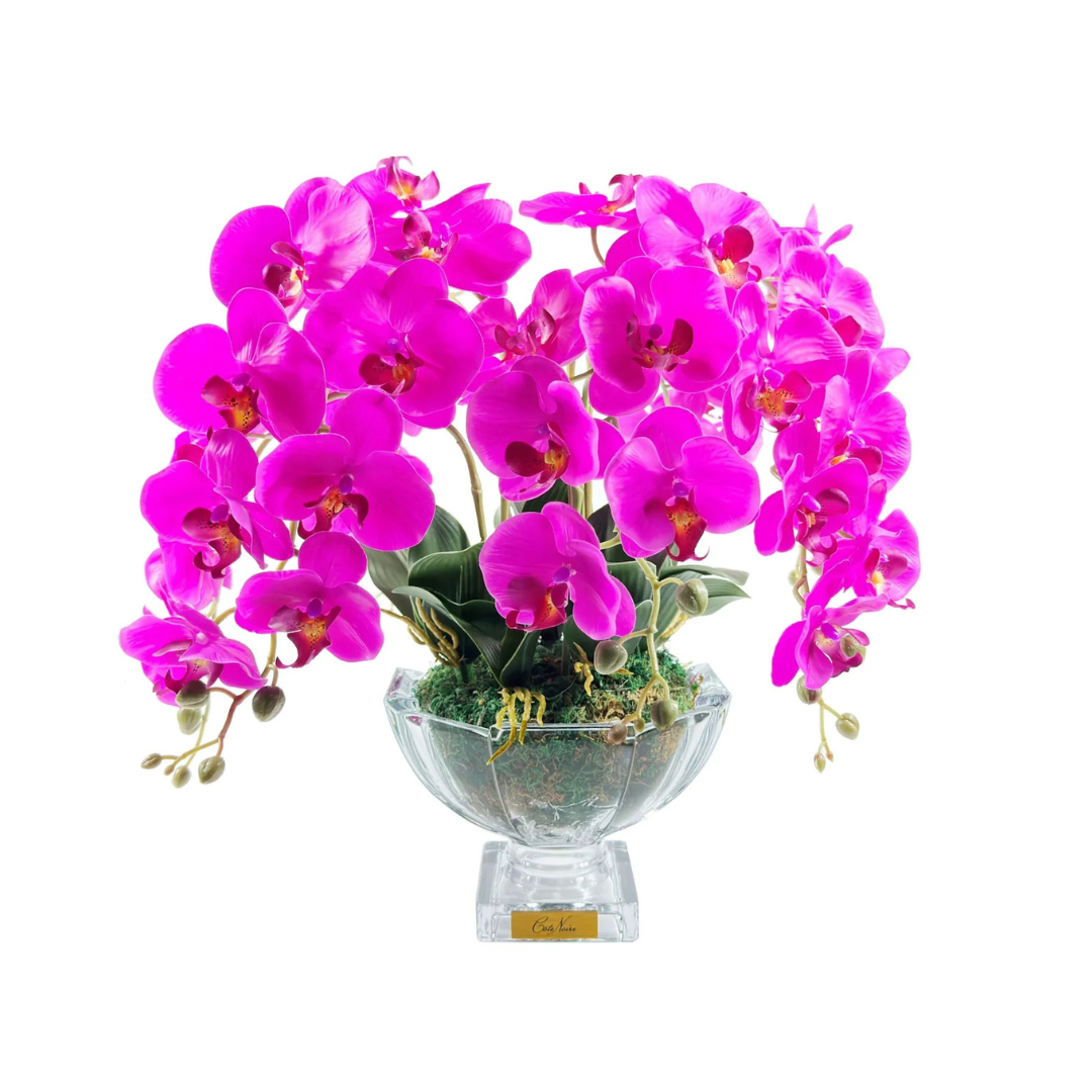 Cote Noire Luxury Orchid Centrepiece Bouquet - Fuchsia & Gold Badge ...