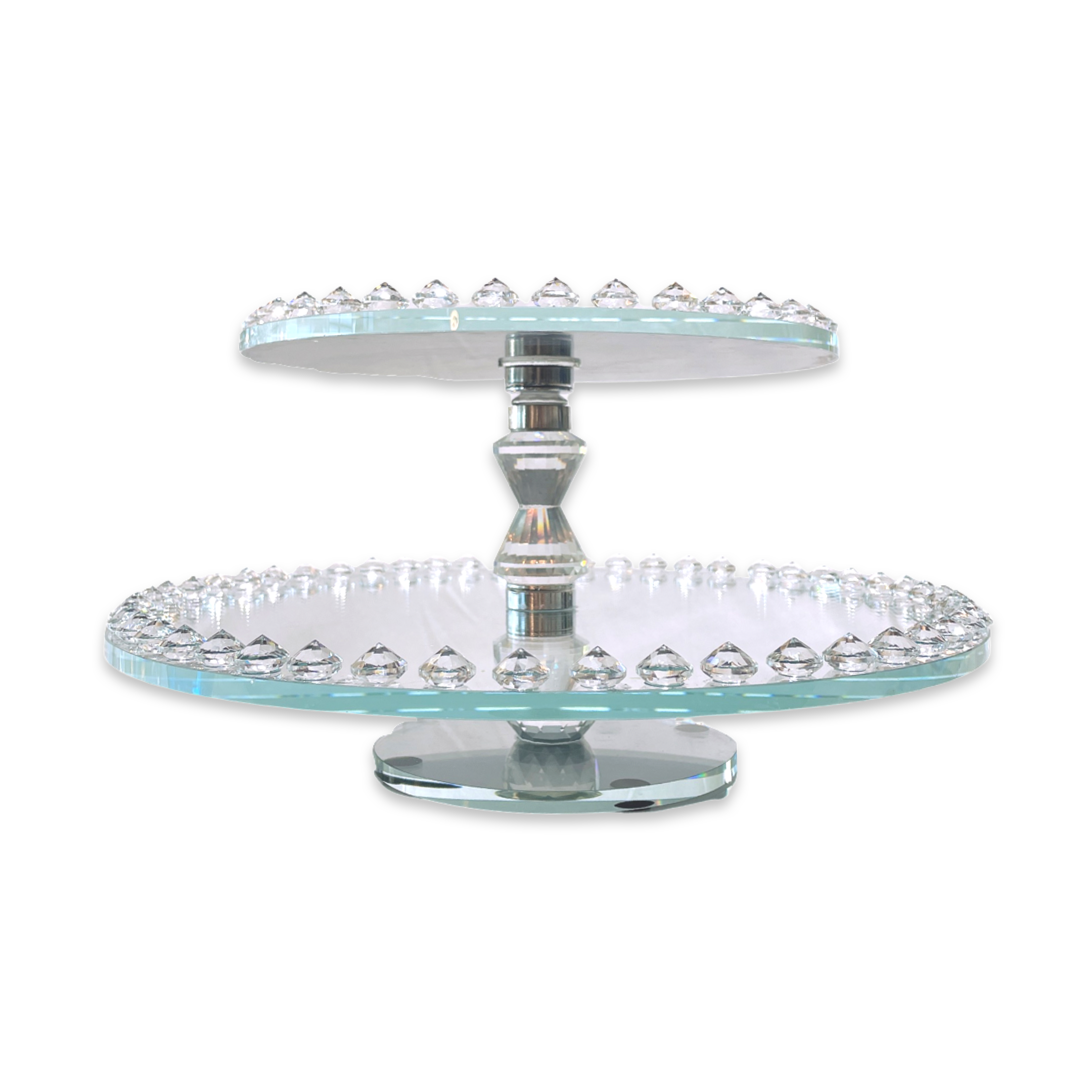 2 tiered crystal Tray (round) – Hollywood Interiors