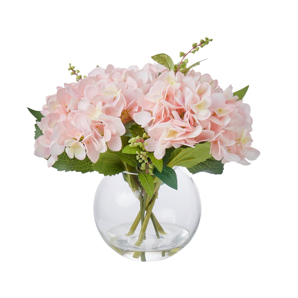 HYDRANGEA MIX IN SPHERE VASE PINK PINK/GLASS – Hollywood Interiors
