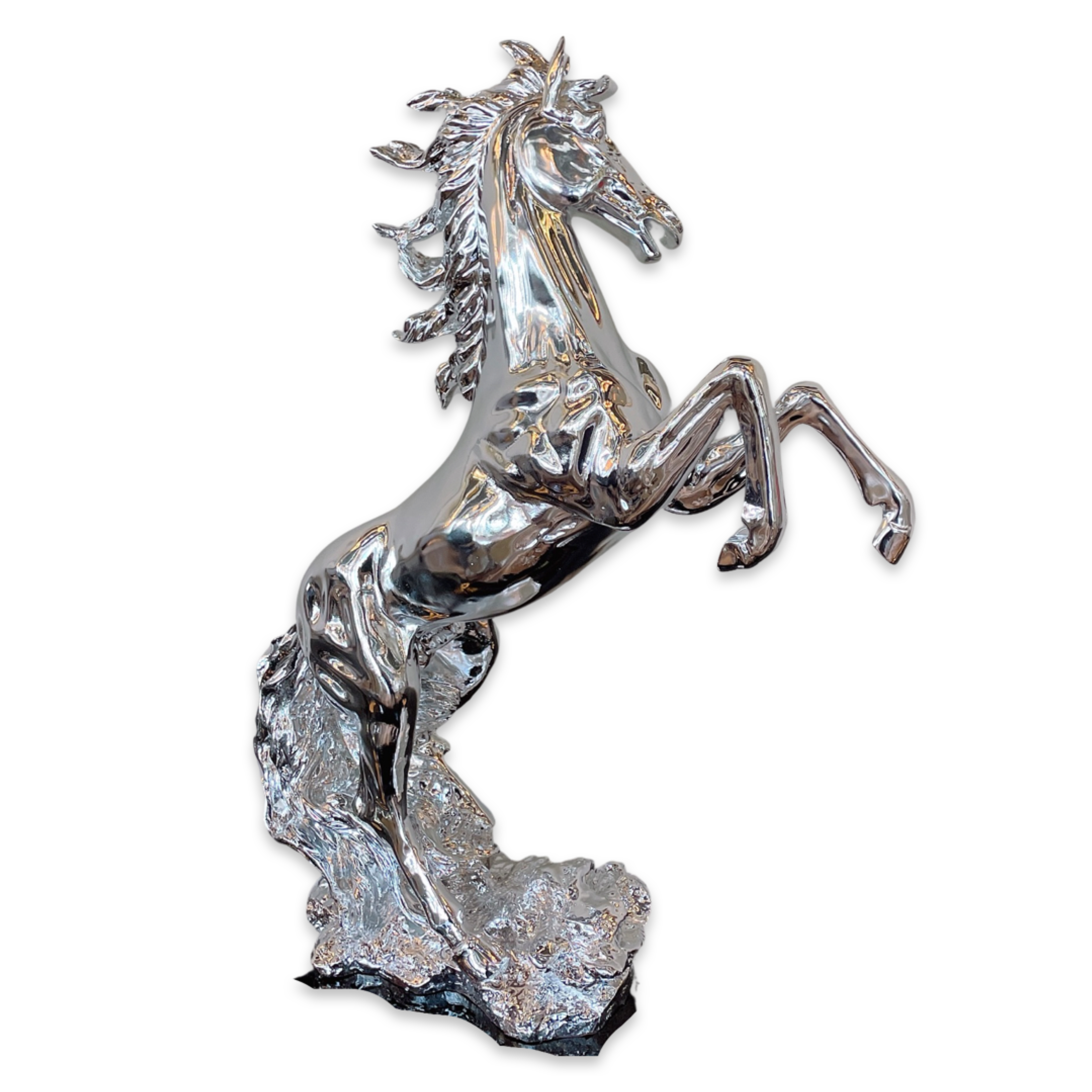 Silver Stallion Sculpture - LRG – Hollywood Interiors