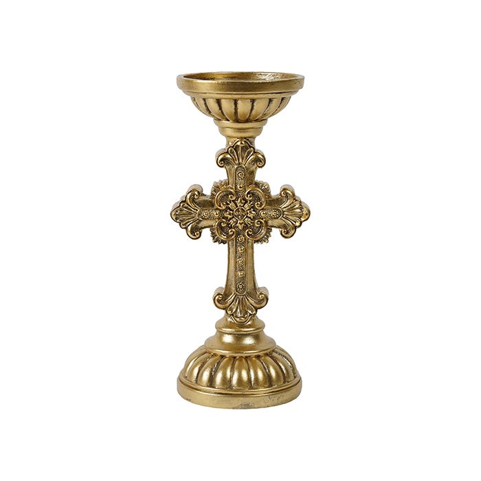Resin Ant Gold Cross Candle holder Sml – Hollywood Interiors
