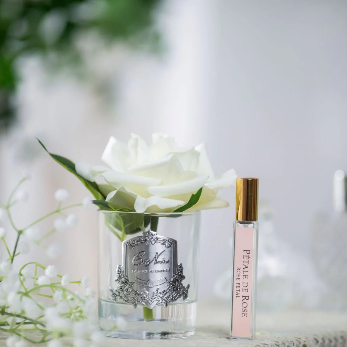 Single Rose Clear Glass - Ivory White – Hollywood Interiors